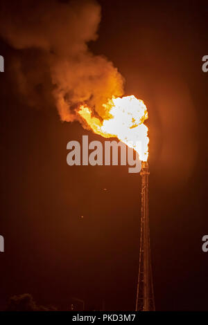 Morris, Illinois - A large gas flare at LyondellBasell's Equistar ...