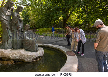 The fountain of The Three Fates. Fates statue. St. Stephen's Green ...