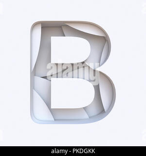 White abstract layers font Letter K 3D render illustration isolated on ...