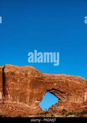 Visitors at North Window Arch Arches National Park Utah USA Stock Photo ...
