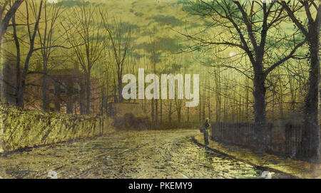 Figure on a moonlit lane by John Atkinson Grimshaw Stock Photo - Alamy