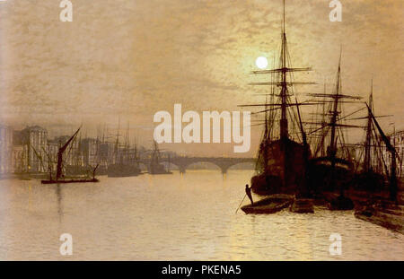 The Thames Below London Bridge by John Atkinson Grimshaw Stock Photo ...