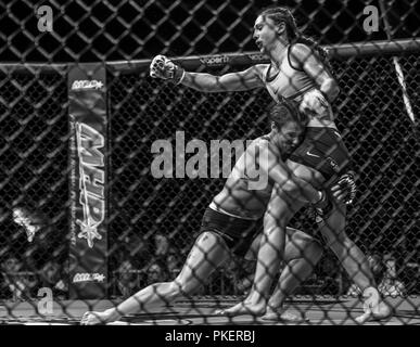 Left, Victoria Leonardo and Salina Rowland, mixed martial arts athletes ...