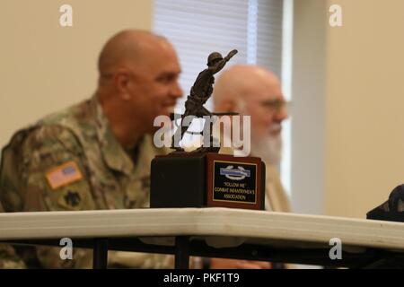 The 'Iron Mike' statue stands guard during National Airborne Day at the ...