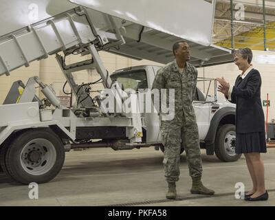 U.S. Army Lt. Col. Heather McAteer, left, commander of the 44th ...