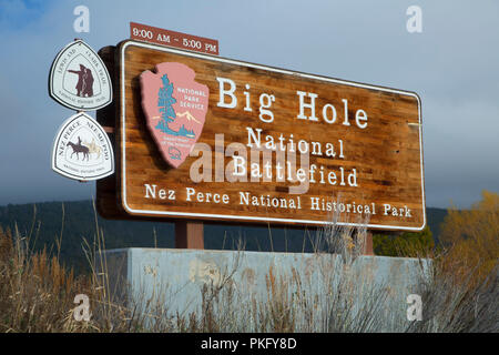 Entrance sign, Big Hole National Battlefield, Nez Perce National ...