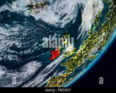 Ireland from space on planet Earth at night with visible country ...
