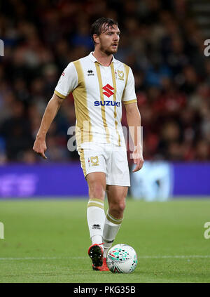8, Alex Gilbey of Milton Keynes Dons & 15, Daniel Kanu of Walsall FC ...