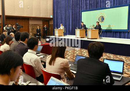Tokyo, Japan. 14th Sep, 2018. (L-R) Takayuki Shibata, Naoko Fujioka ...