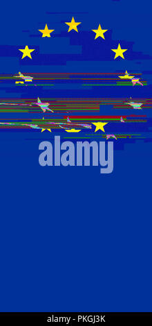EU Flag glitched and distorted. European Union break-up. EU breaking ...
