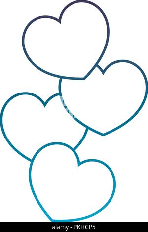 degraded outline nice hearts shapes decoration background Stock Vector ...