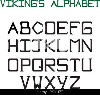 Viking font alphabet letters, Nordic runes type or Scandinavian gothic ...