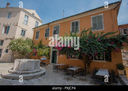 Square with Venetian Well, Corfu Old Town, Greek Ionian Islands Stock ...