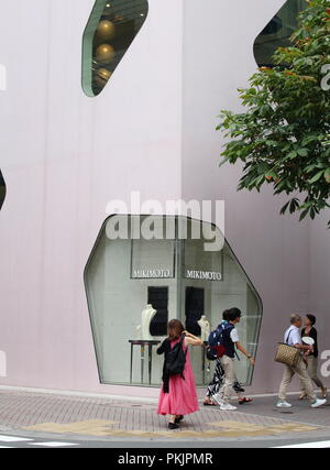 View of the corner of the distinctive Toyo Ito-designed Mikimoto Ginza ...