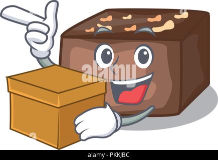 With gift homemade sweet cake with almonds and cream cartoon Stock ...