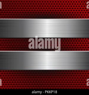 Red metal perforated background with steel plates Stock Vector Image ...