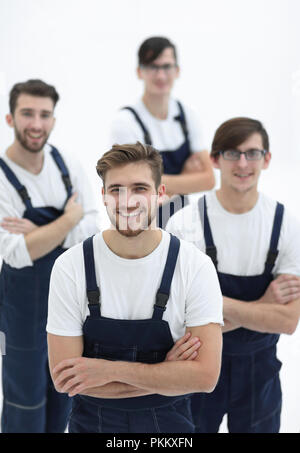 Truck Movers And Delivery Team With Cardboard Boxes Stock Photo - Alamy