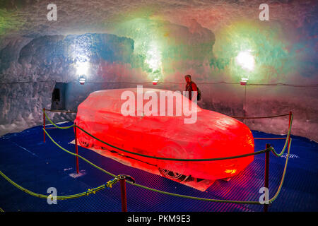 Switzerland Valais Zermatt Ice sculpture on display in the Klein ...