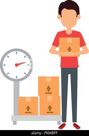 scale measure weight with boxes delivery service Stock Vector Image ...