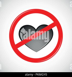 Ban love heart. Symbol of forbidden and stop love. Vector illustration ...