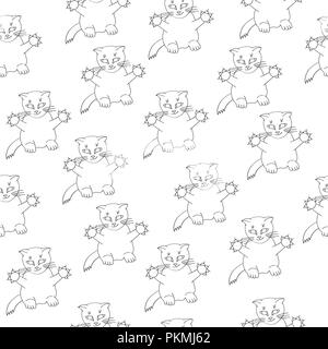Seamless texture with cats on white background. Doodle Stock Vector ...