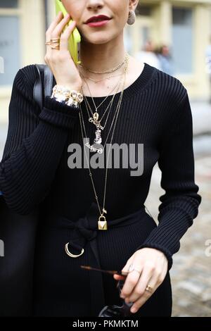 Caroline Daur street style outfit before Gucci Fashion Show at Milan ...