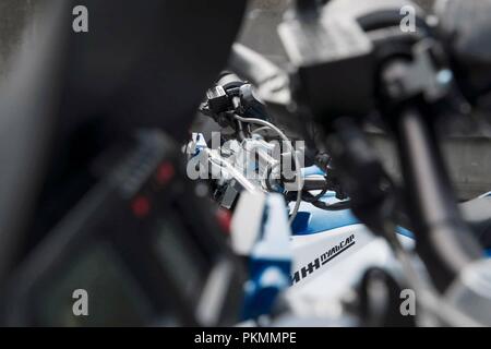 Russia. 13th Sep, 2018. Electro motorcycle IZH Pulsar in detail by ...