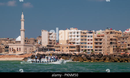 The harbor of Tartus, Syria. Tartus the second largest port city ...