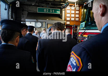 Firefighters at FDNY Engine 307 Ladder 154 on September 11 2018 Stock ...