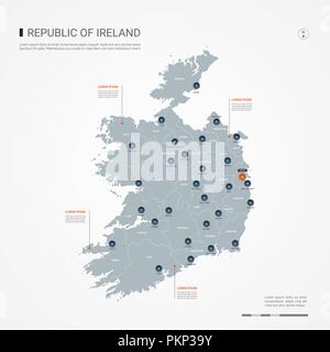 Ireland political map of administrative divisions - counties and cities ...
