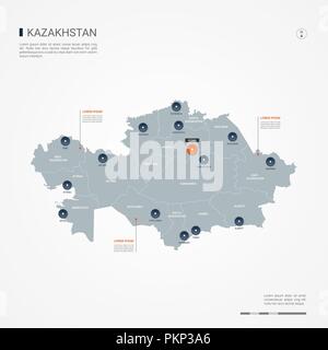 Kazakhstan political map of administrative divisions - regions and ...