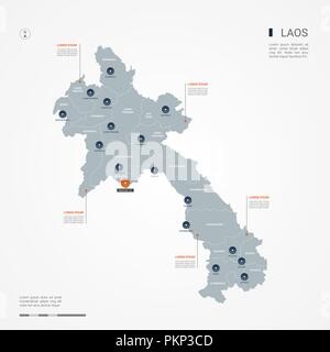 Laos political map of administrative divisions - provinces and ...