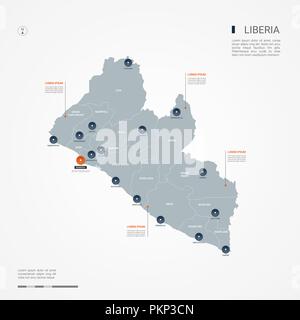 Liberia political map of administrative divisions - counties. Colorful ...