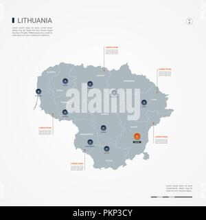 Lithuania political map of administrative divisions - counties. Flat ...