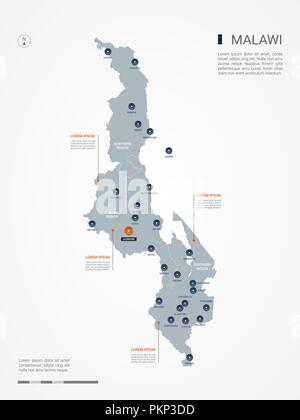 Malawi political map of administrative divisions - districts. Colorful ...