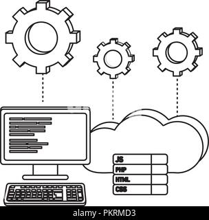 cloud data with gears and programming code Stock Vector Image & Art - Alamy