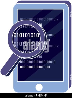 computer display with smartphone and magnifying glass vector illustration Stock Vector Image ...
