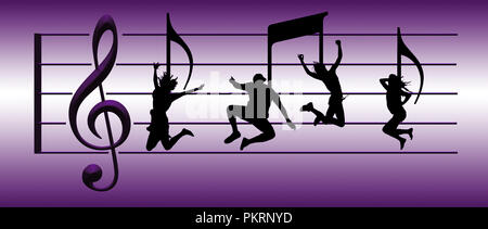 Dance and dance music is illustrated here. Dancers appear as musical ...