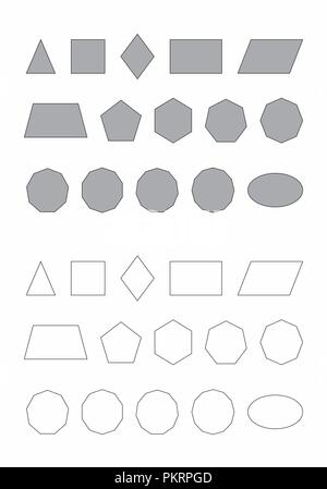 Basic geometric outline flat shapes. Educational geometry vector ...