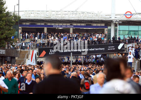 General view of fans walking on Wembley Way before the Carabao Cup ...
