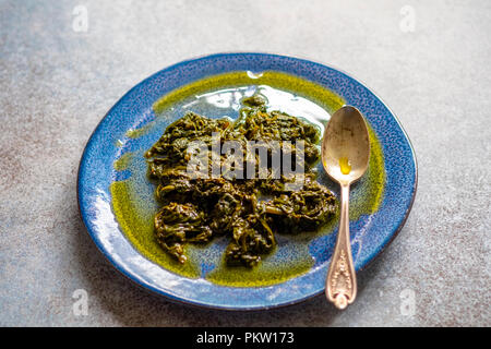 Pkaila or Bkeila Long-Cooked Spinach Stock Photo - Alamy