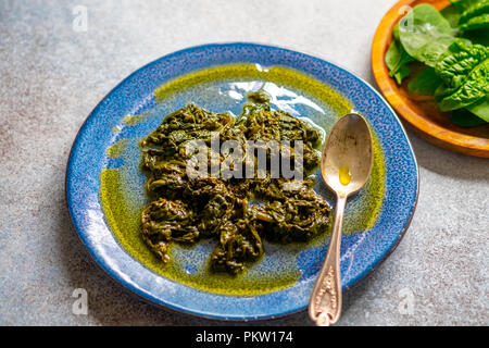 Pkaila or Bkeila Long-Cooked Spinach Stock Photo - Alamy