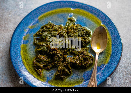 Pkaila or Bkeila Long-Cooked Spinach Stock Photo - Alamy