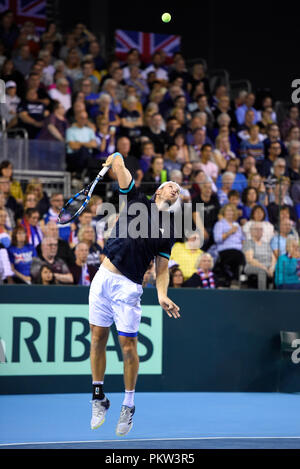 Dominic Inglot in action during his Men's Doubles match with Robin ...
