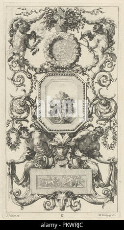 Ornamental Panel Surmounted by a Basket of Flowers with Cupid and Hymen ...