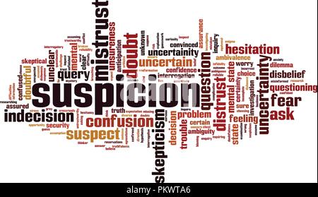 Suspicion word cloud concept. Vector illustration Stock Vector Image ...