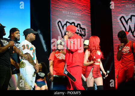 MIAMI, FL - SEPTEMBE 14: Emmanuel Hudson, Big Mack, Nick Cannon, Justina Valentine and HitMan ...