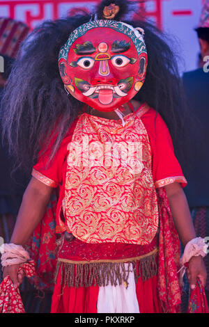 Kathmandu,Nepal. 15th September 2018. Face of a performing Lakhe Dancer ...