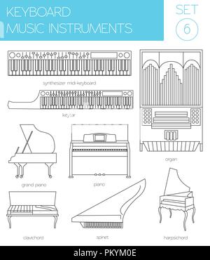 Musical instruments graphic template. Keyboard. Vector illustration ...