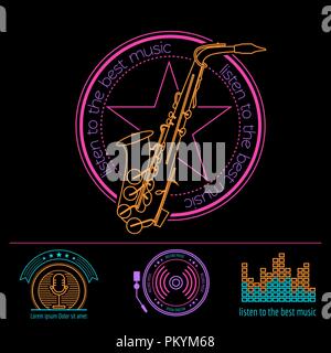 Musical instruments logos and badges. Graphic template. Vector ...